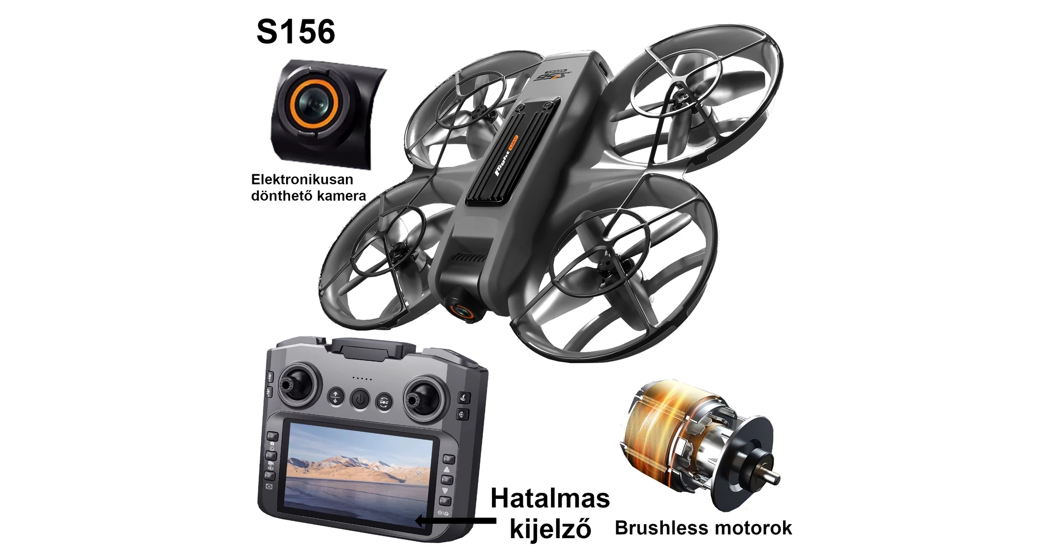 YLr/c S156 védőkeretes Brushless motoros drón, nagy méretű saját ...